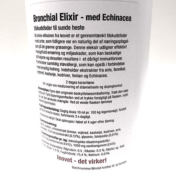 Bronchial elixir fra Leovet - Tilskud hest - luftveje >Køb Her
